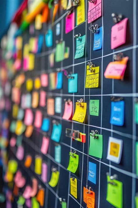 Colorful Sticky Notes A Vibrant Array Of Sticky Notes On A Wall Planner Showcasing Effective