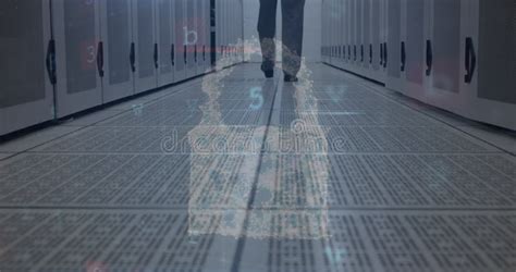 Animation Of Dna Strand And Text Over Server Room Stock Video Video