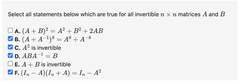 Solved Select All Statements Below Which Are True For All