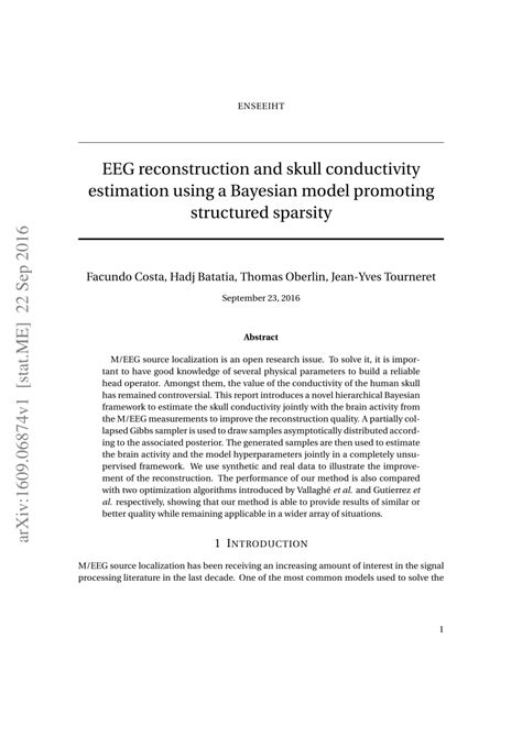 Pdf Eeg Reconstruction And Skull Conductivity Estimation Using A
