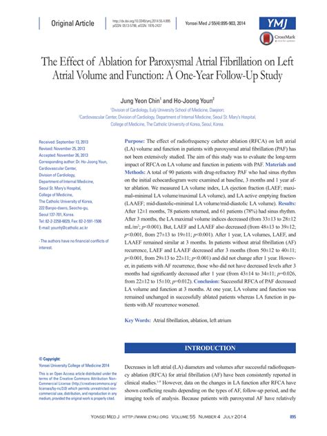 Pdf The Effect Of Ablation For Paroxysmal Atrial Fibrillation On Left