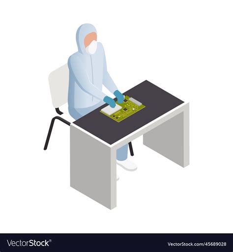 Chip Circuit Worker Composition Royalty Free Vector Image