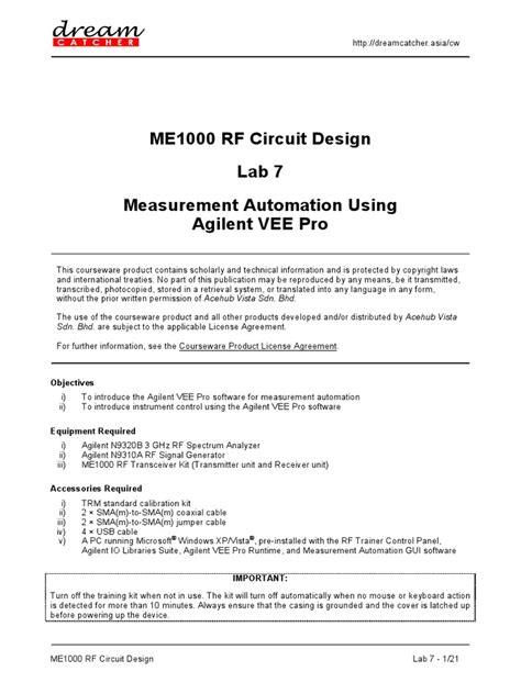 me1000 lab07 measurement automation using agilent vee pro v2 40 pdf amplifier decibel