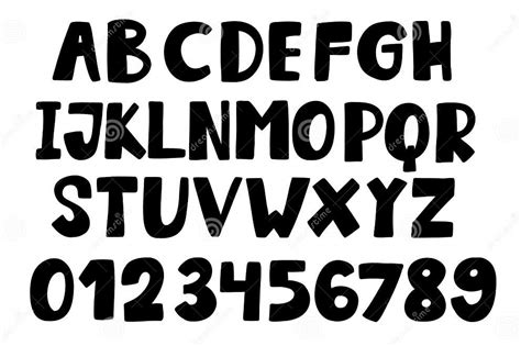 Uppercase Black English Latin Abc Alphabet Font A To Z And Digits 0 To 9 Set Vector