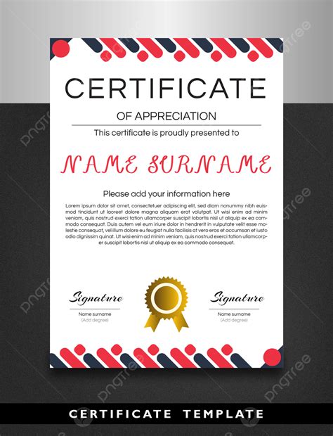 การออกแบบเทมเพลตใบรับรองแนวตั้งสีน้ำเงินเข้มและสีแดงเล่มที่ 91 เวกเตอร์ เทมเพลตดาวน์โหลดฟรีบน