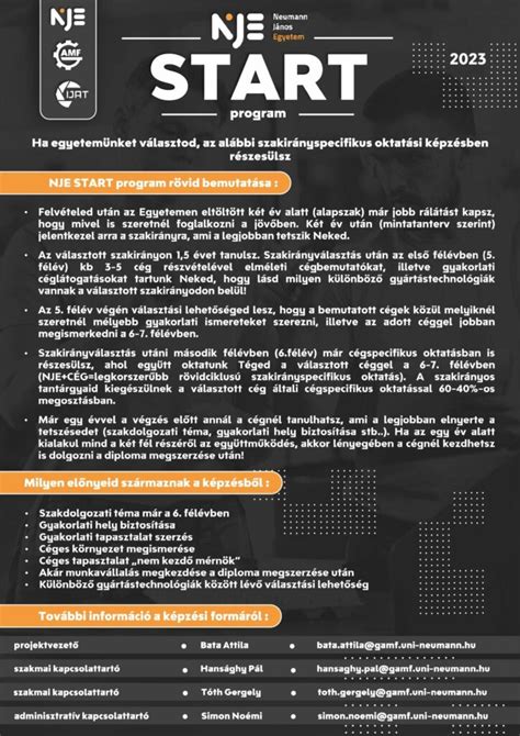 Nje Start Program Gamf Kar Neumann János Egyetem