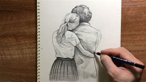 How To Draw A Couple In Love Drawing Young Loving Couple Youtube