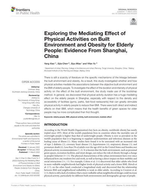Pdf Exploring The Mediating Effect Of Physical Activities On Built