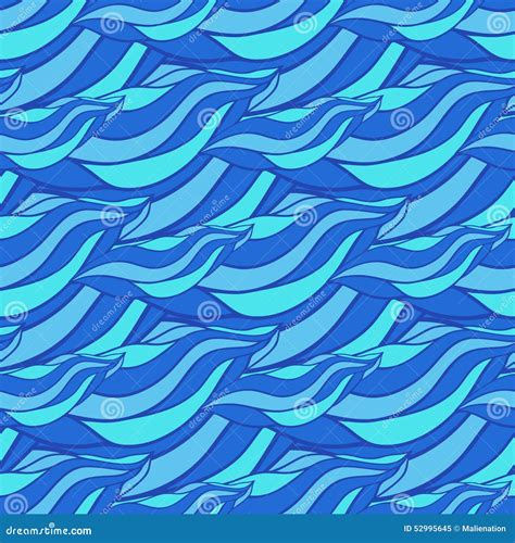 Seamless Pattern With Wave Hand Drawn Pattern Stock Vector