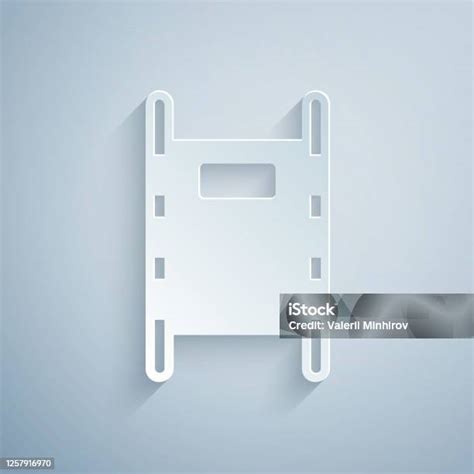 회색 배경에 격리 된 용지 잘라 들것 아이콘 환자 병원 의료 들것 종이 아트 스타일 벡터 일러스트레이션 3차원 형태에 대한 스톡 벡터 아트 및 기타 이미지 Istock