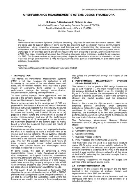 Pdf A Performance Measurement Systems Design Framework