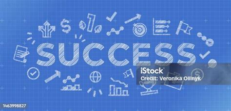 성공 청사진 성공적인 사업 계획 구성 요소 계획 프로젝트 전략 및 계획 벡터 일러스트 레이 션 청사진에 대한 스톡 벡터 아트 및