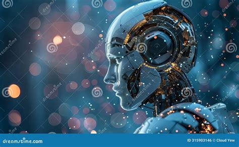 Digital Rendering Of An Ai Robot With Advanced Sensory Perception Stock Illustration