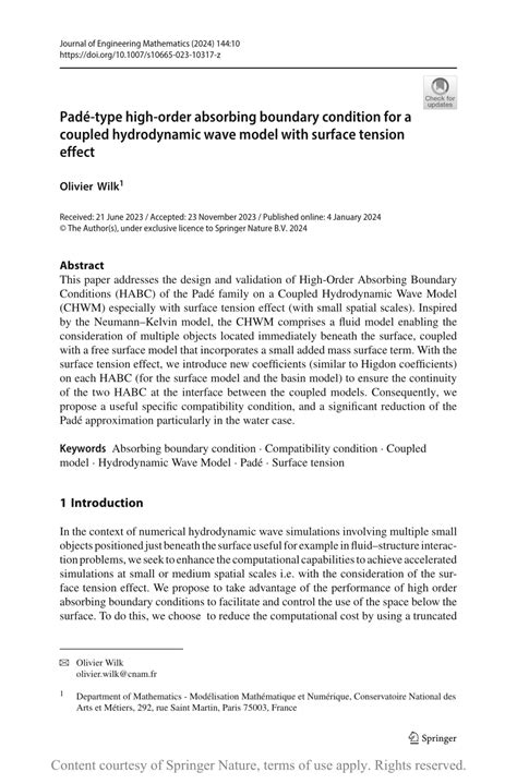 Padé Type High Order Absorbing Boundary Condition For A Coupled Hydrodynamic Wave Model With