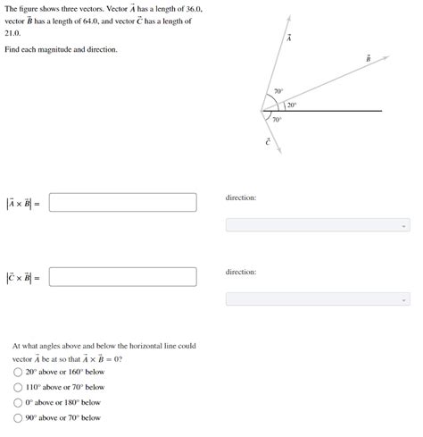 Solved The Figure Shows Three Vectors Vector A Has A Length