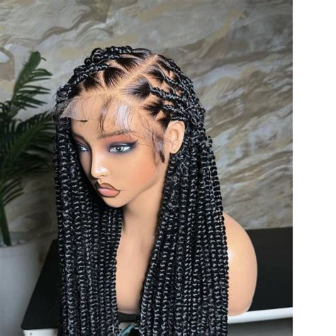 Human Hair Twist Braided Wig Handmade Passion Twist Braid Passion Twist Braided Wig Wig For