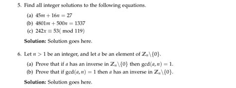 solved 5 find all integer solutions to the following