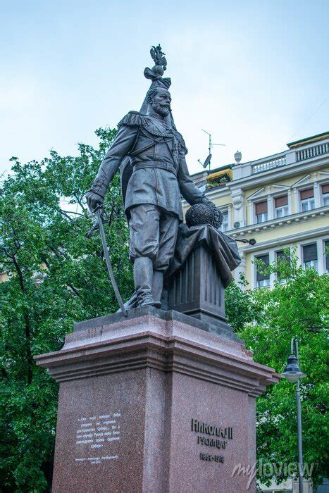 Statue Of Nicholas Ii Of Russia At A Street Of Belgrade Wall Mural