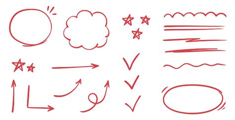 빨간색 선 확인 표시 밑줄 원 손으로 그린 낙서 스케치 빨간색 마커 획 강조 강조 표시 확인 표시 요소 연구 초점 중요한 밑줄 원 스케치 벡터 가리키기에 대한 스톡 벡터
