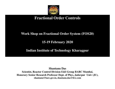 Pdf Fractional Order Controls