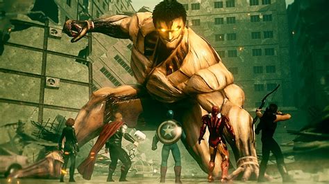 Attack On Titan Marvels Avengers Vs Armored Titan Epic Crossover