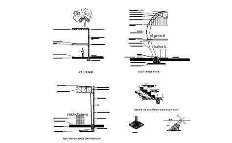Facade Constructive Cut Sectional Details With Staircases Cad Drawing Details Dwg File