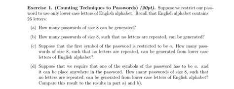 Solved Exercise 1 Counting Techniques To Passwords