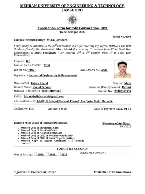 Convocation Form Pdf