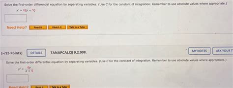 Solved Solve The First Order Differential Equation By