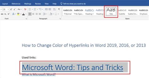 How To Change Color Of Hyperlinks In Word Technipages