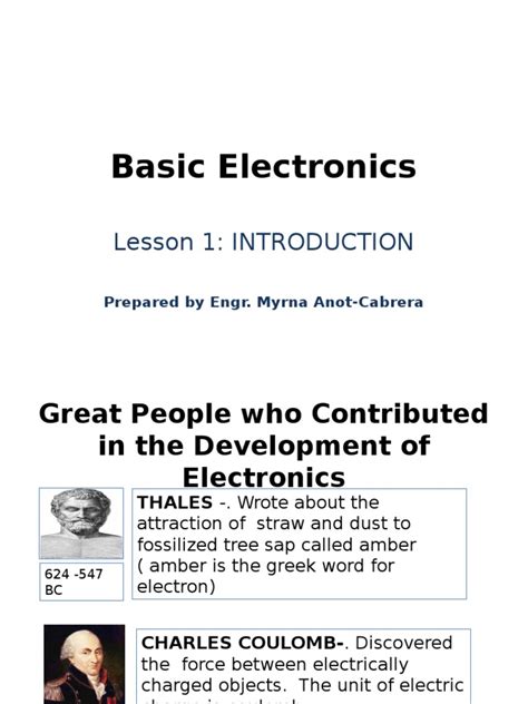 Basic Electronics Ppt Lesson 1 Pdf Electricity Resistor