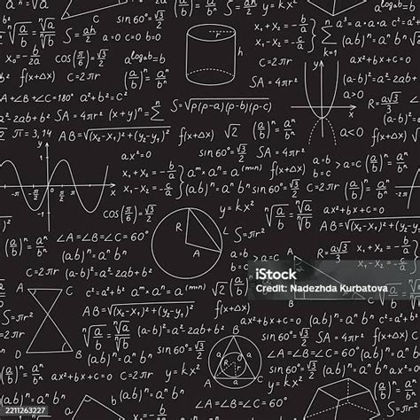 Math Numbers And Formulas Seamless Pattern Graphs And Diagrams At