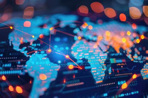 Global Network Connectivity Across Continents With Glowing Lines And Nodes Highlighting Digital