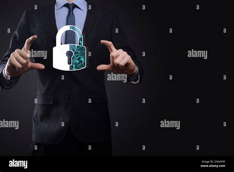 Cyber Security Network Padlock Icon And Internet Technology Networking