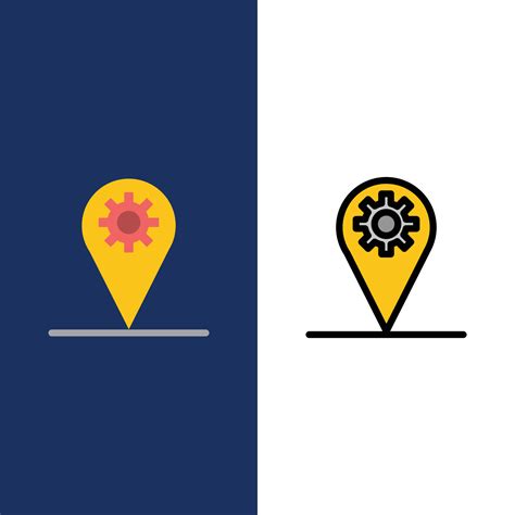 Business Location Map Gear Icons Flat And Line Filled Icon Set Vector Blue Background 13149165