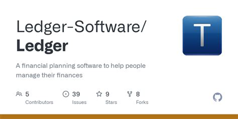 Github Ledger Softwareledger A Financial Planning Software To Help