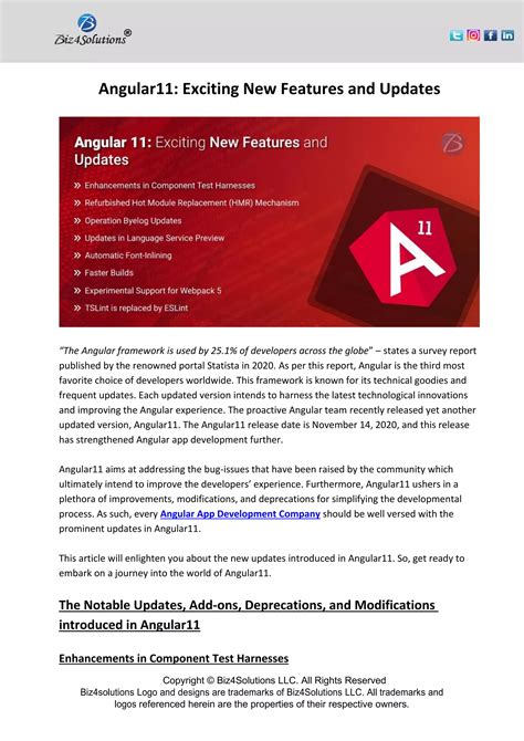 Angular11 Exciting New Features And Updates Pdf