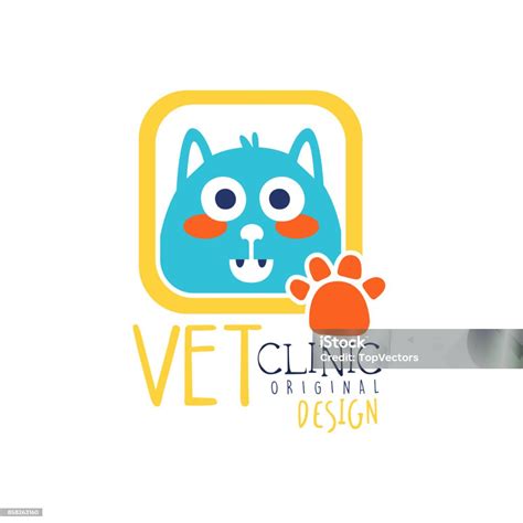 클리닉 로고 템플릿 원래 디자인 수 의사 웃 긴 고양이와 배지 다채로운 그린된 벡터 일러스트 레이 션 개에 대한 스톡 벡터 아트 및 기타 이미지 Istock