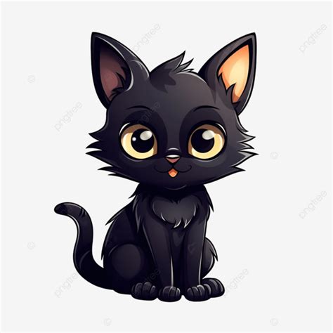 검은 고양이 할로윈 고양이 캐릭터 만화 새끼 고양이 스톡 벡터 일러스트 레이 션 절연 화이트 Png 일러스트 및 이미지 에