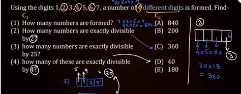 Using The Digits 1 2 3 4 5 6 7 A Number Of 4 Different Digits Is