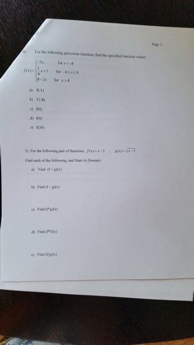 Solved Page 3 For The Following Piecewise Function Find