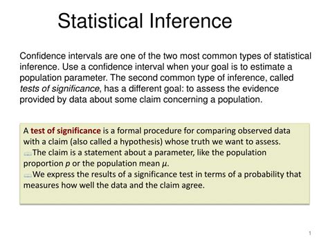 PPT Significance Tests And Confidence Intervals For Statistical Inference PowerPoint