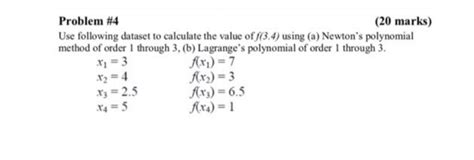 solved problem 4 20 marks use following dataset to