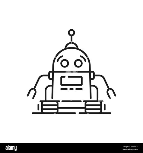 Sci Fi Retro Robot Outline Icon Chatbot Ai Android Alien Cyborg