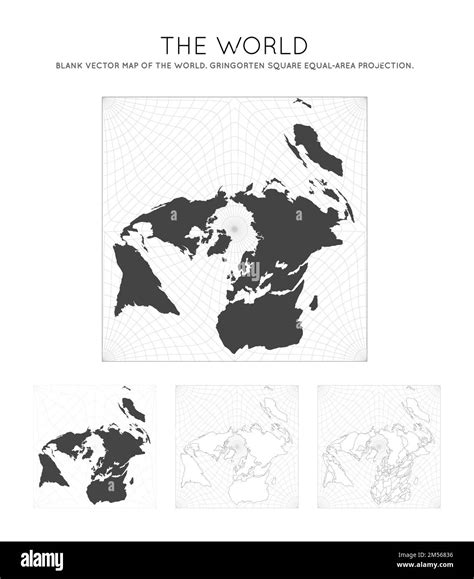 Map Of The World Gringorten Quincuncial Square Equal Area Projection Globe With Latitude And