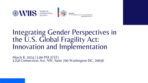 Integrating Gender Perspectives In The Us Global Fragility Act Innovation And Implementation