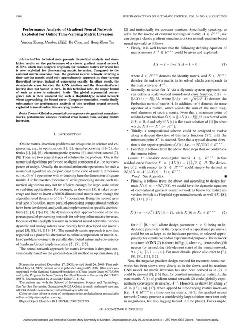 Pdf Performance Analysis Of Gradient Neural Network Exploited For