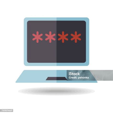 Laptop With Password Notification And Lock Icon Stock Illustration Download Image Now