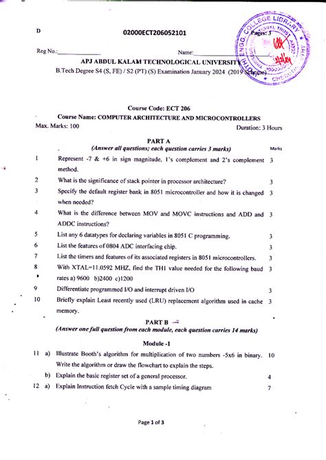 Ect206 Computer Architecture And Microcontrollers January 2024 D Reg