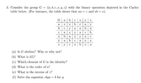 Solved 3 Consider The Group G {a B C X Y Z} With The Binary